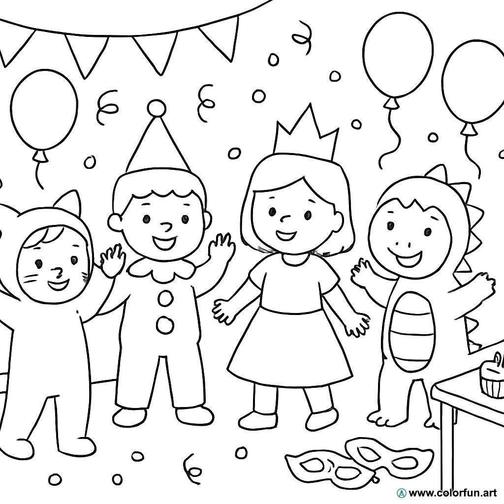 Kleurplaat voor carnaval op de crèche Gratis te downloaden of af te drukken