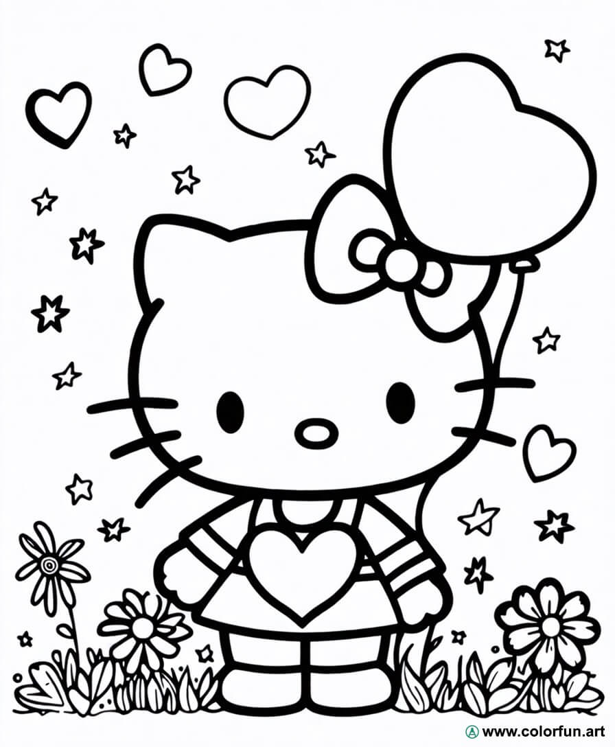 Creatieve kleurplaat van Hello Kitty Gratis te downloaden of af te drukken