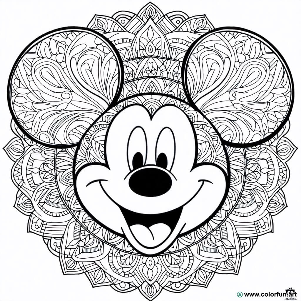 Kleurplaat van Disney-mandala Gratis te downloaden of af te drukken