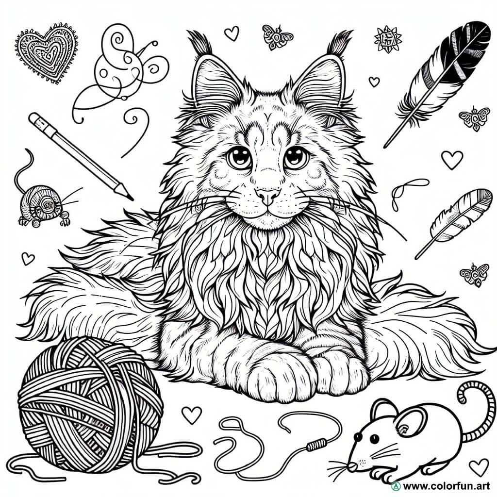 Kleurplaat van de Maine Coon Gratis te downloaden of af te drukken