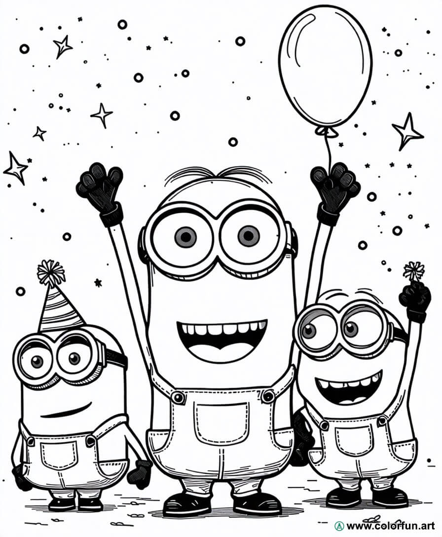 Kleurplaat van blije minions Gratis te downloaden of af te drukken