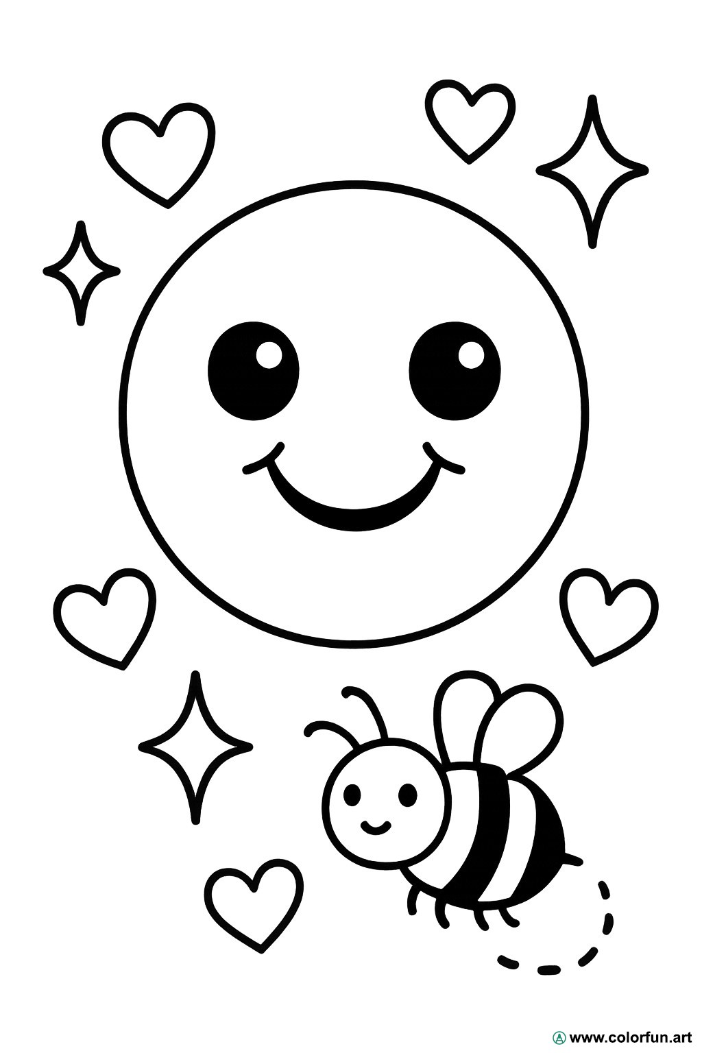 Kleurplaat van een schattige smiley Gratis te downloaden of af te drukken