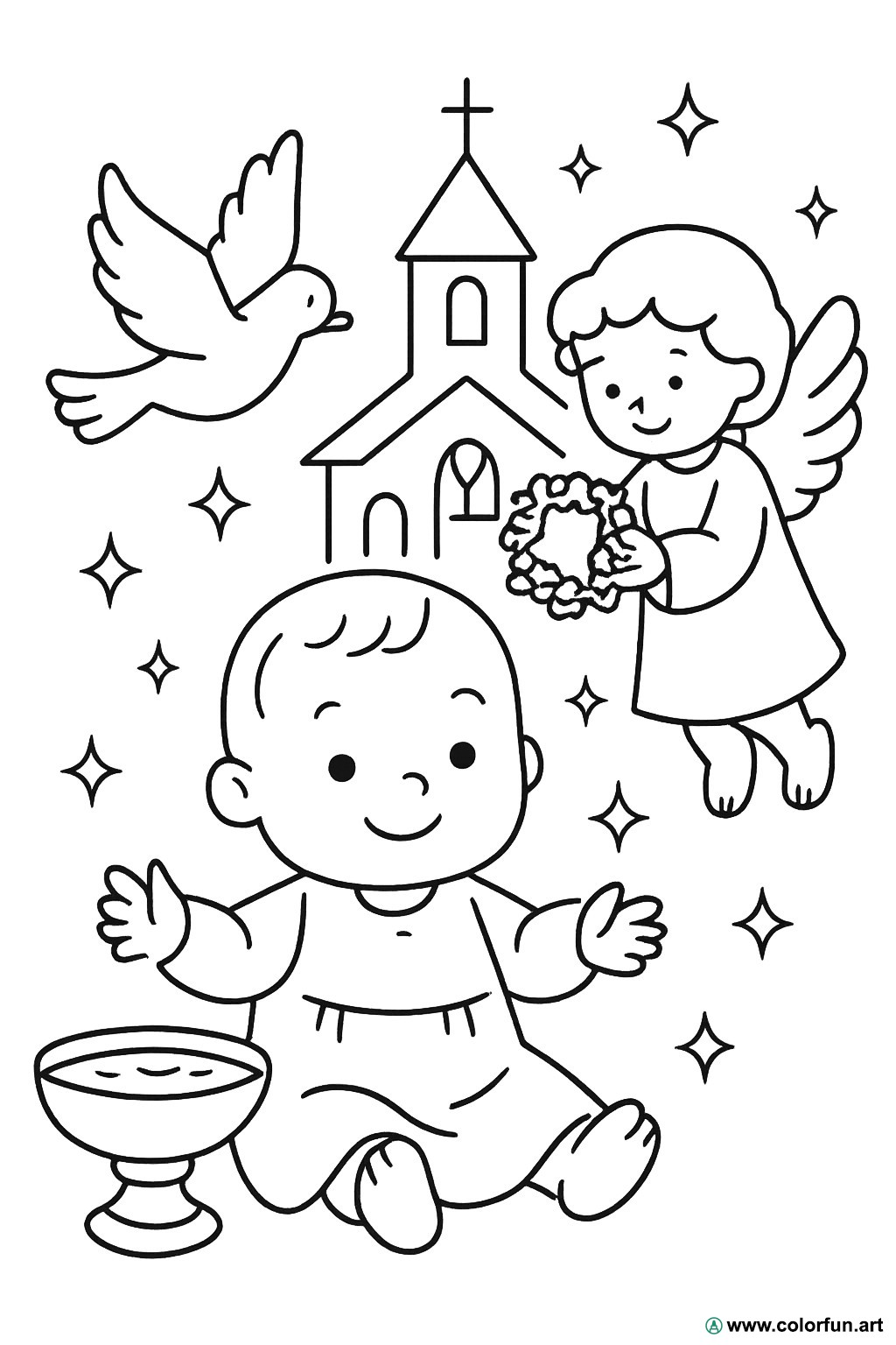 Kleurplaat voor kinderdoop Gratis te downloaden of af te drukken