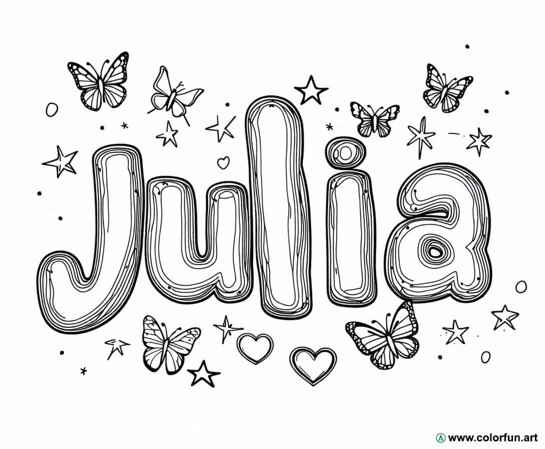 Kleurplaat van de naam Julia Gratis te downloaden of af te drukken
