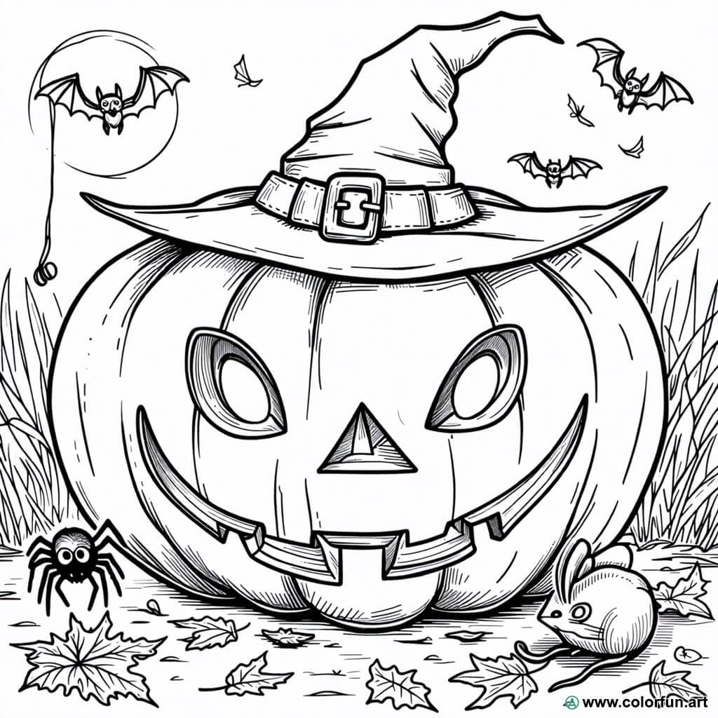 Kleurplaat van een blije pompoen voor Halloween Gratis te downloaden of ...