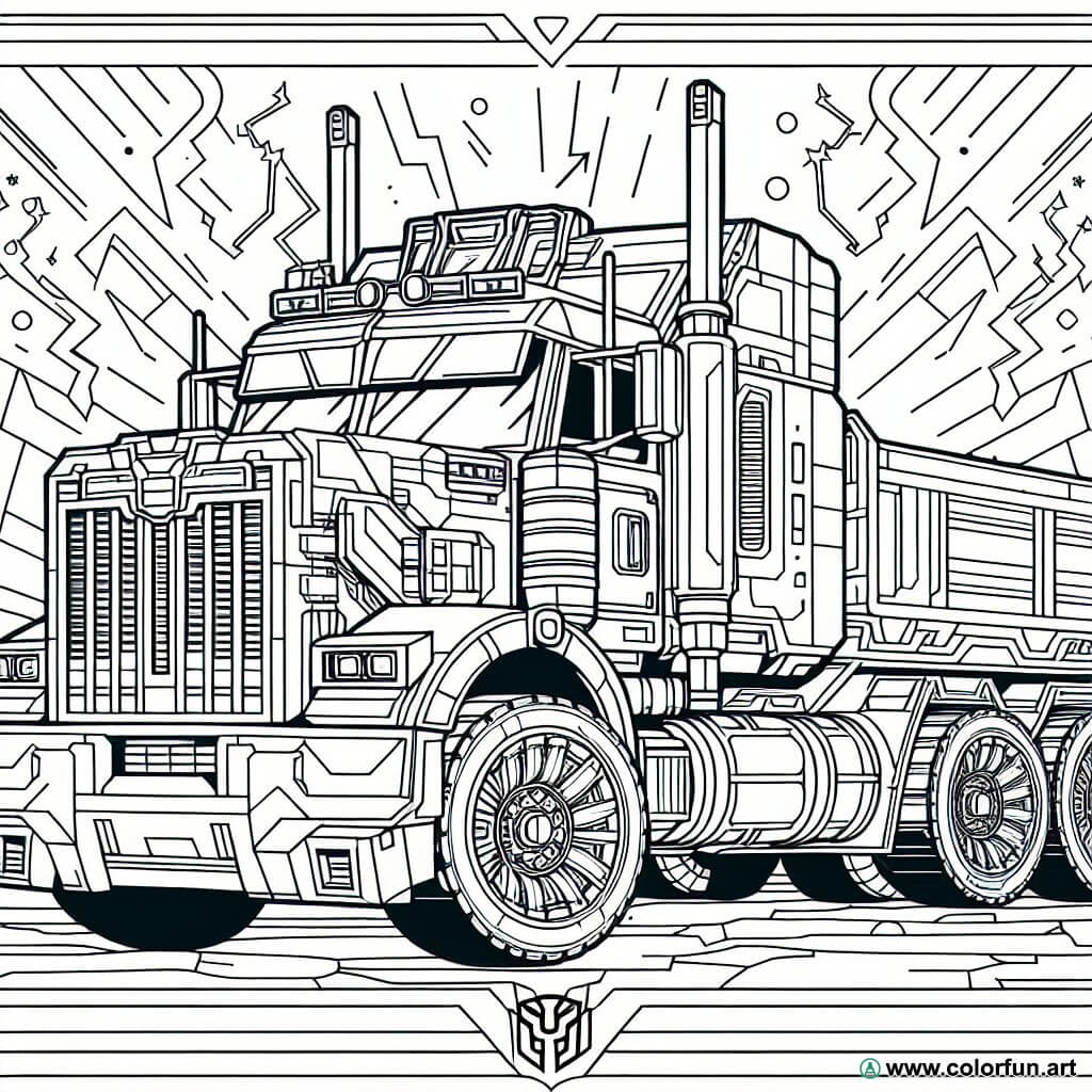Kleurplaat van een Transformers vrachtwagen Gratis te downloaden of af ...
