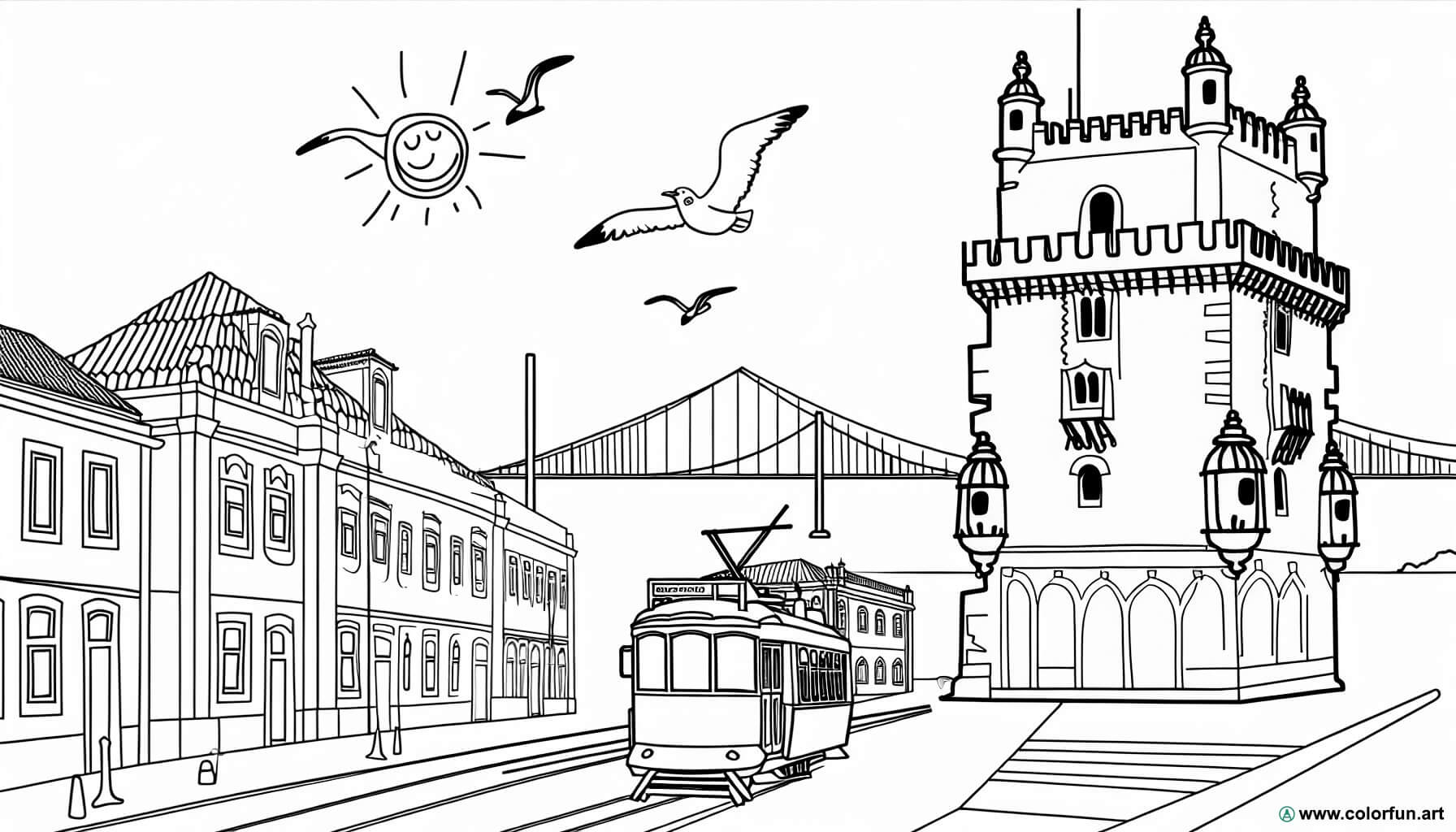 Kleurplaat van Lissabon Gratis te downloaden of af te drukken
