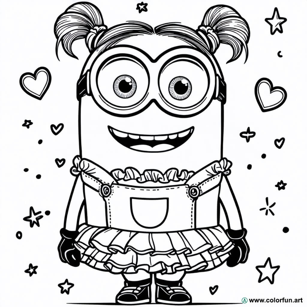 Kleurplaat van een minion voor meisjes Gratis te downloaden of af te ...