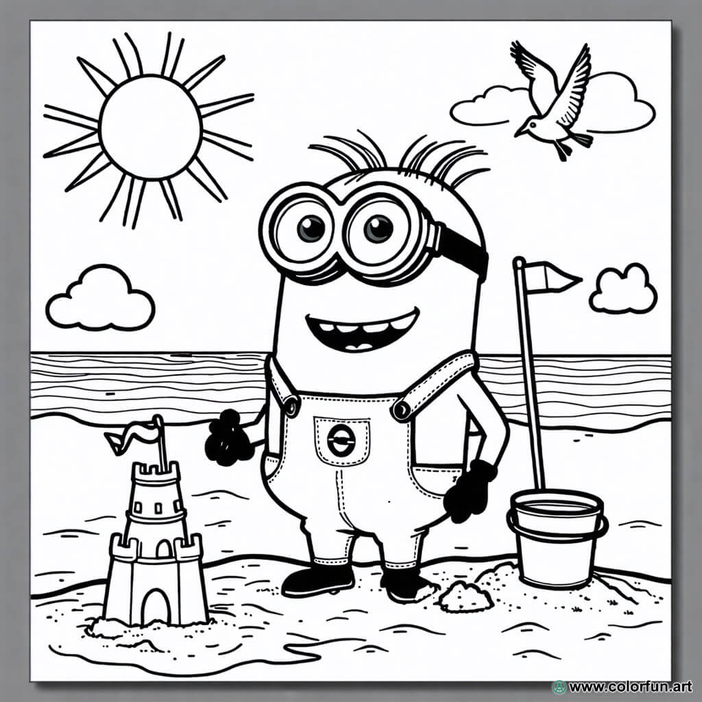 Kleurplaat van de Minions voor de vakantie Gratis te downloaden of af ...